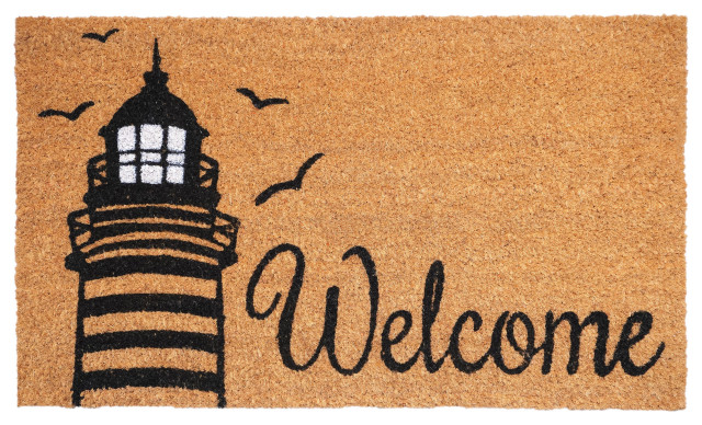 Lighthouse Welcome Doormat, 24"x36" - Beach Style - Doormats - by ...