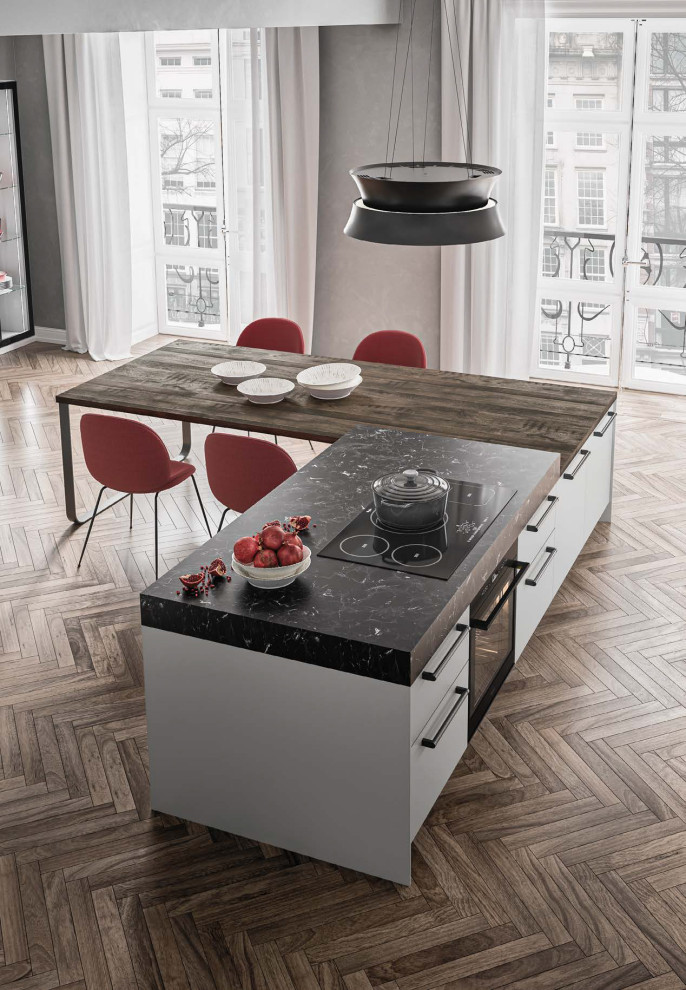 Modern white kitchen with recessed upper cabinet. - Modern - Kitchen ...