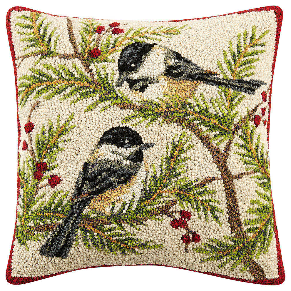 Chickadees Hook Pillow - Contemporary - Decorative Pillows - by Peking ...