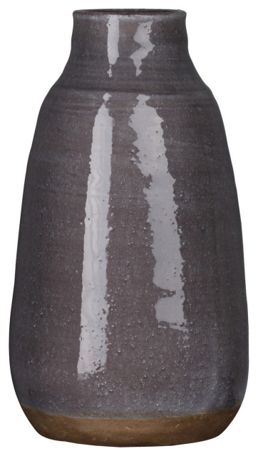 Round Ceramic Vase with Banded Bottom and Narrow Mouth,Large,Set of 2 ...