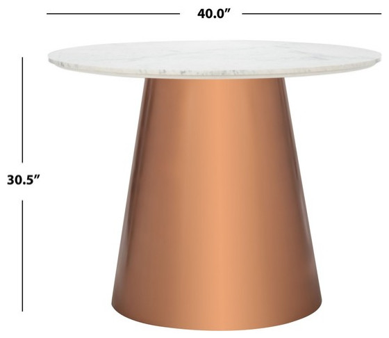 Safavieh Couture Gail 40" Round Marble Dining Table Antique Copper ...