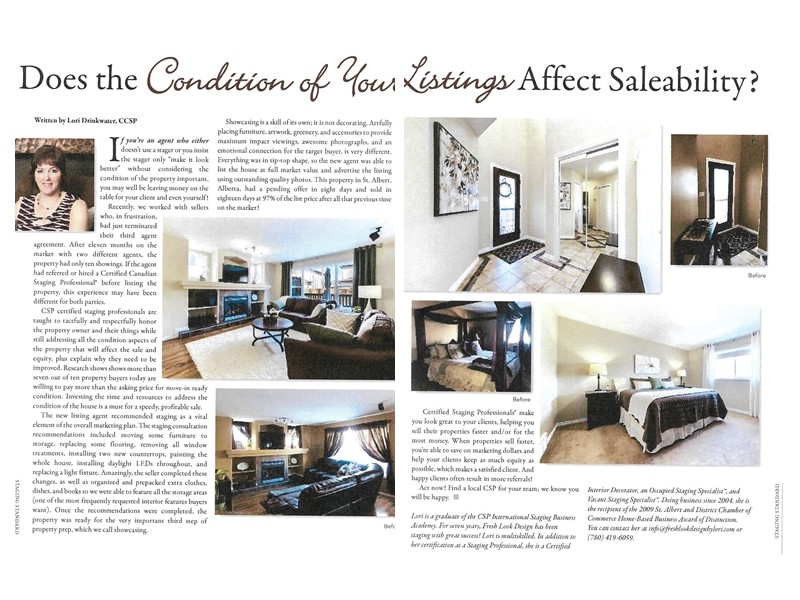 Fresh Look Design featured in this Staging Standard Magazine.