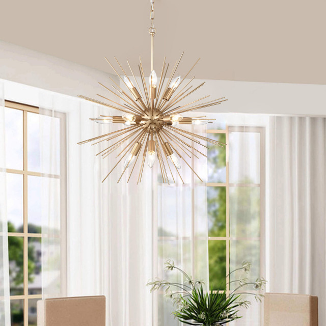 Polly 12-Light Shiny Bronze Sputnik Sphere Chandelier - Midcentury ...