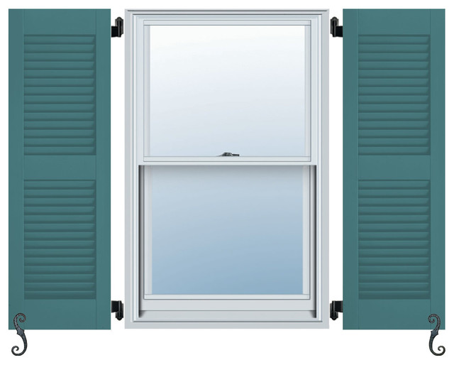 Atlantic Architectural Center Mullion, Louver Colonial Shutters, Set of ...