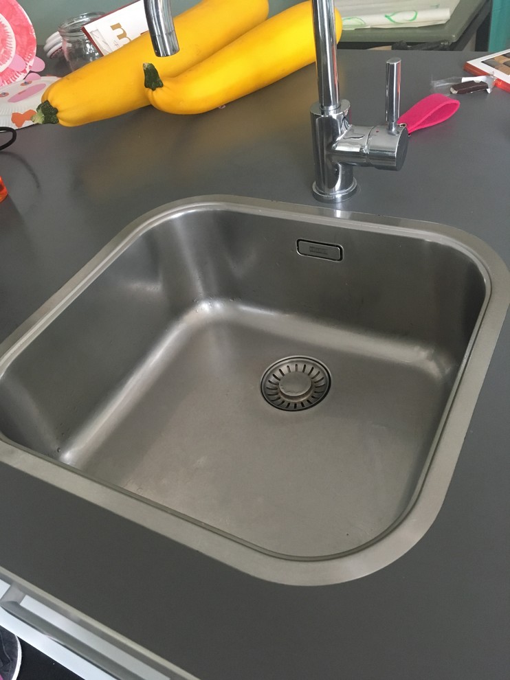 European sinks flush mounted in formica counter