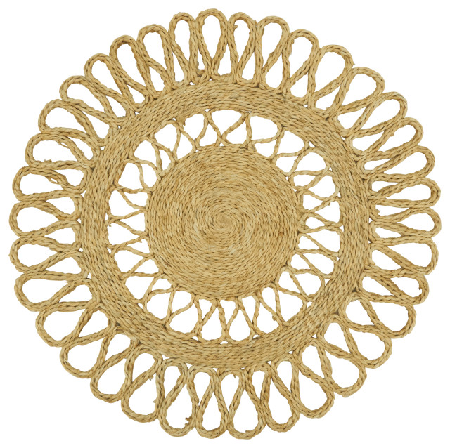 Loopy Jute Design Table Mats, Set of 4, Natural, 16", 16" - Beach Style ...