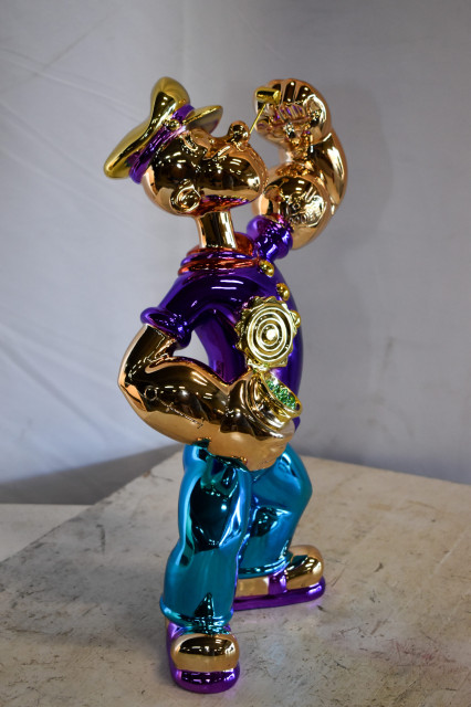Colorful Chrome Popeye Cartoon in Purple Shirt Resin Statue 12" x 8" x ...