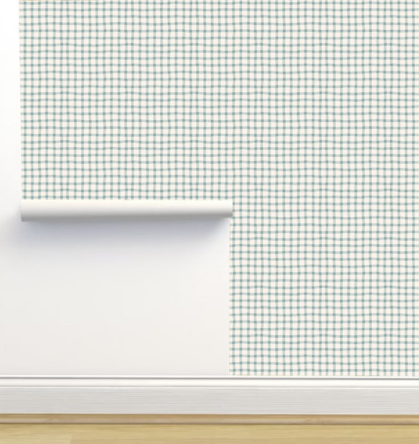 Wobbly Gingham, Blue Wallpaper by Erin Kendal, Sample 12"x8 ...