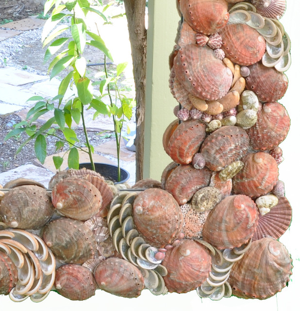 "Red Is Green" Gorgeous Abalone Sea Shell Framed Mirror - Beach Style ...