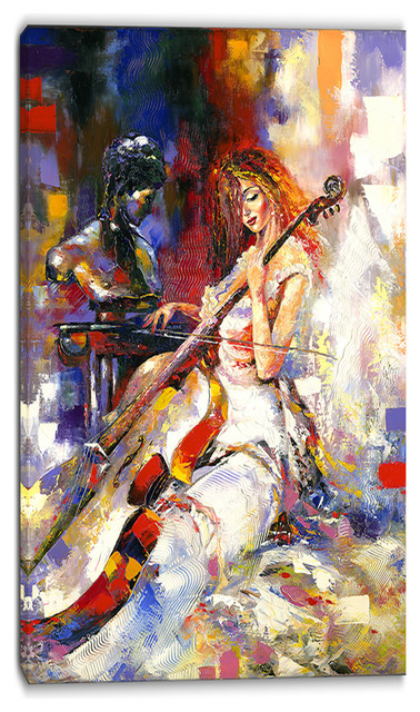 "The Guitarists" Music Canvas Art Print, 16"x32" - Contemporary ...