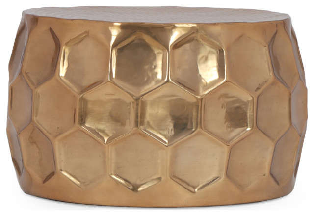 Pitzen Modern Glam Handcrafted Aluminum Honeycomb Coffee Table, Brass ...