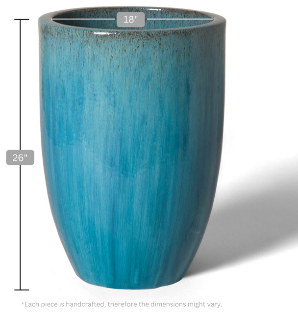 Tall Planter Blue 18X26"H - Contemporary - Outdoor Pots And Planters ...
