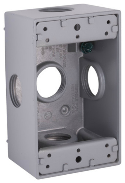 Bell® 5323-0 Weatherproof Outdoor Box with Five Threaded Outlets, Gray ...