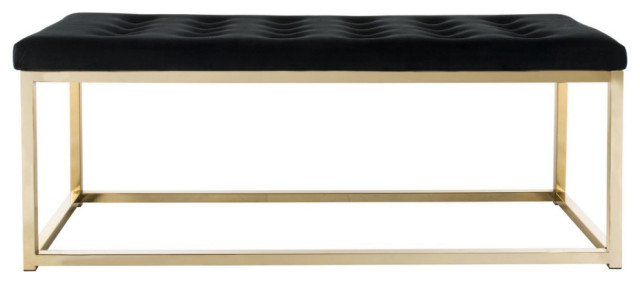 Gina Velvet Bench Black/ Brass - Contemporary - Upholstered Benches ...