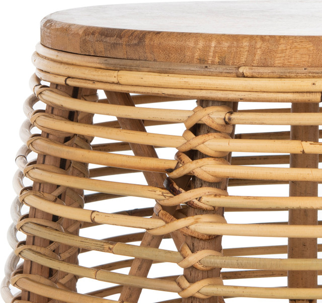 Safavieh Maui Rattan Drum Stool Table, #N/A - Tropical - Side Tables ...