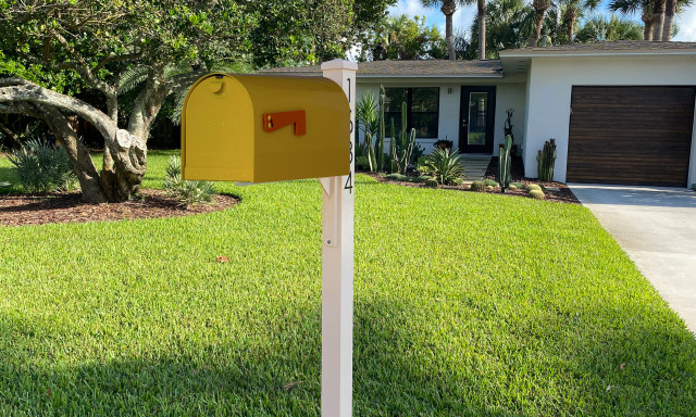 Mid Modern Rigby Curbside Mailbox and Post, Yellow - Contemporary ...