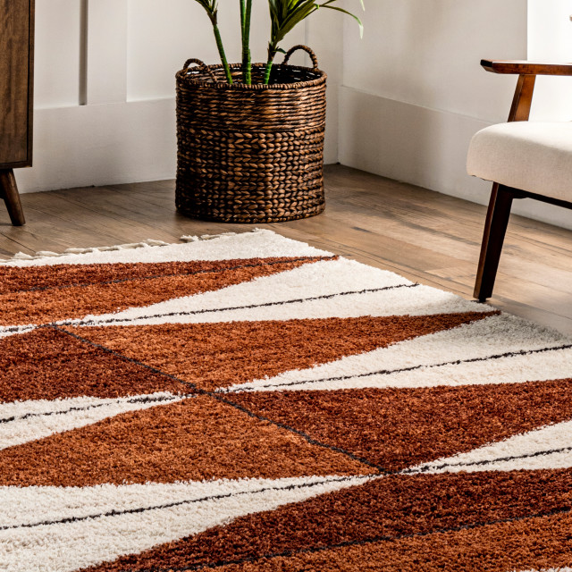 nuLOOM Kali Shaggy Diamond Tassel Area Rug, 2'6"x12' - Scandinavian ...