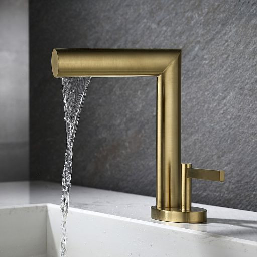 Single Handle Brushed Gold Right-Angled Design Faucet for Bathroom ...