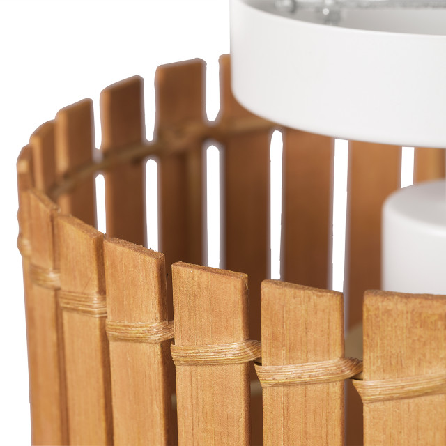 Bali 1-Light Matte White Flush Mount Ceiling Light with Natural Bamboo ...