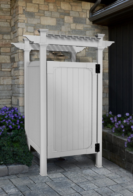 Hampton Outdoor Vinyl Shower Kit, 3 box unit - Traditional - Outdoor ...