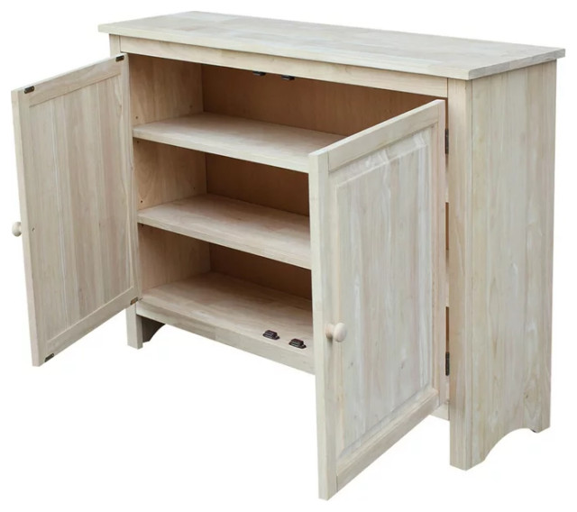 Farmhouse Storage Cabinet, Hardwood Frame With Adjustable Shelves ...