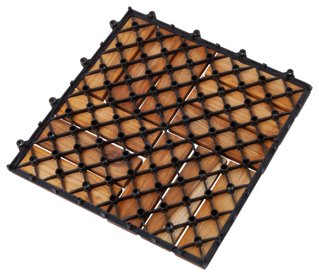 Nordic Teak Interlocking Oiled Backyard, Patio, Balcony Outdoor Tiles ...