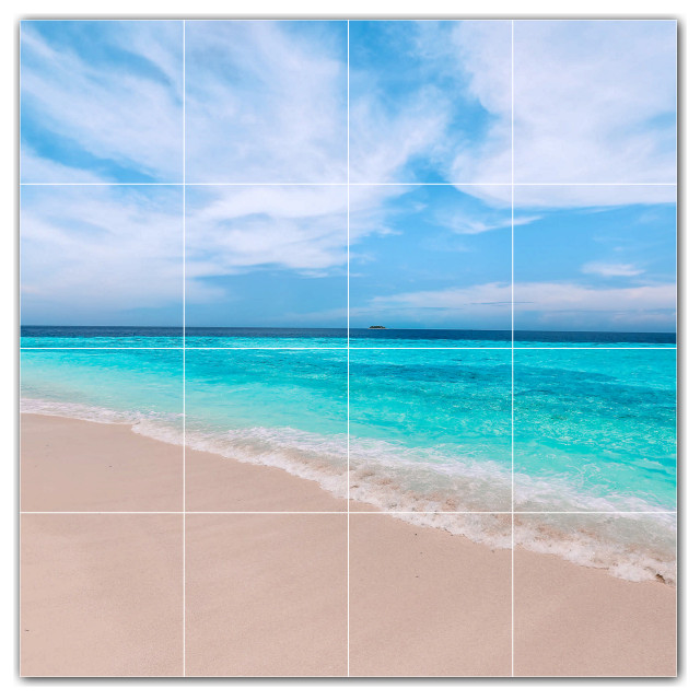 Beach Ceramic Tile Wall Mural HZ500106, 17" Wide x 17" High - Beach ...