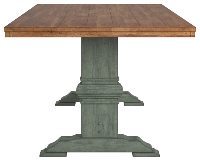 Arbor Hill Two-Tone Rectangular Trestle Base Dining Table - Farmhouse ...