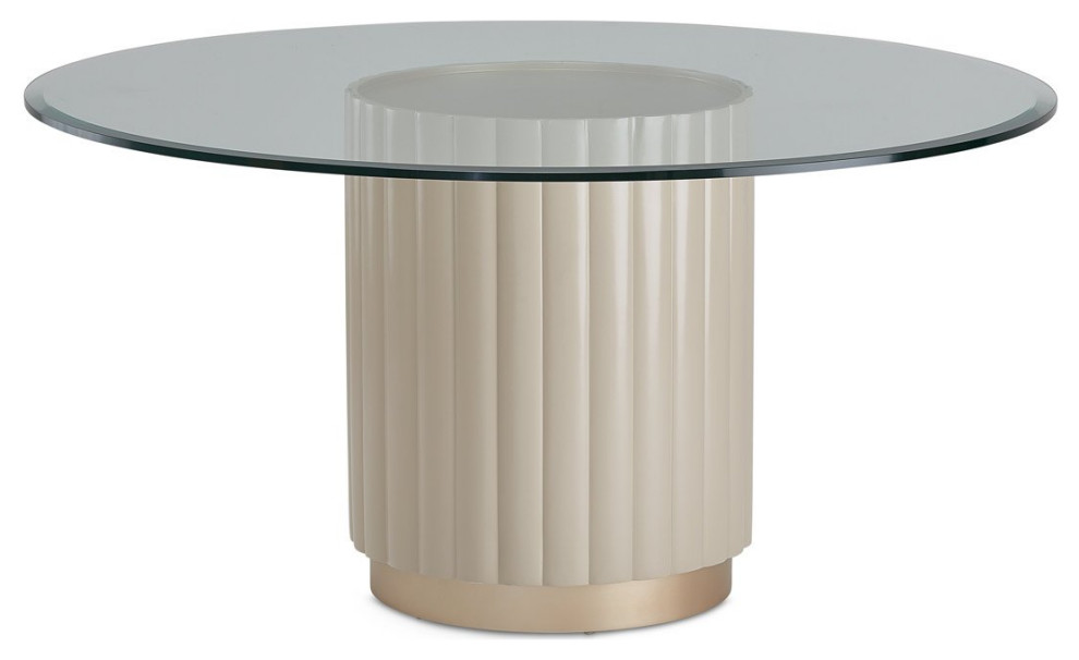 Aico Amini Malibu Crest Round Dining Table in Chardonnay - Contemporary ...