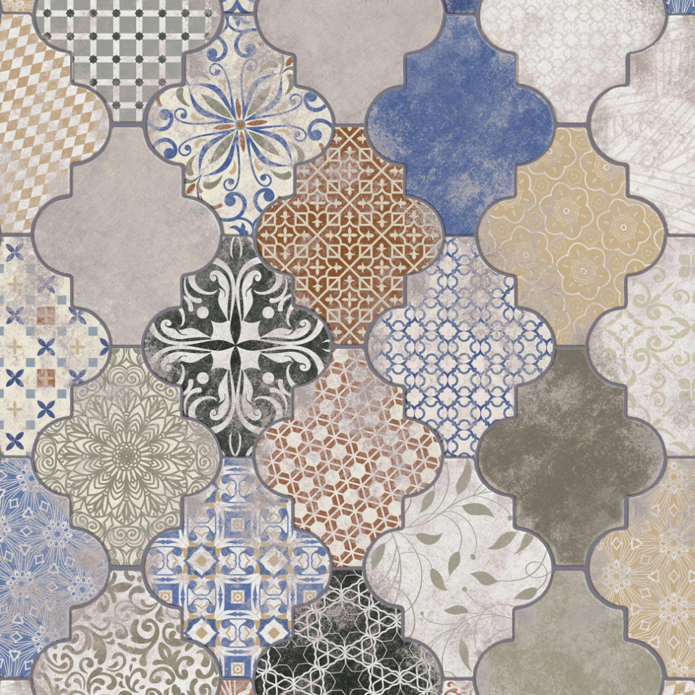 Riga Patchwork Ceramic Floor and Wall Tile - Mediterranean - Wall And ...