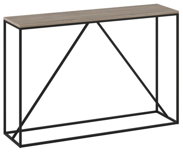 Nia 45 Wide Rectangular Console Table in Blackened Bronze/Antiqued Gray ...