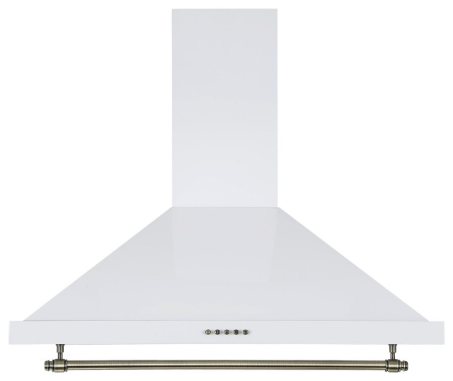 Ancona Vintage Style 30" Convertible Wall Pyramid Range Hood, White ...