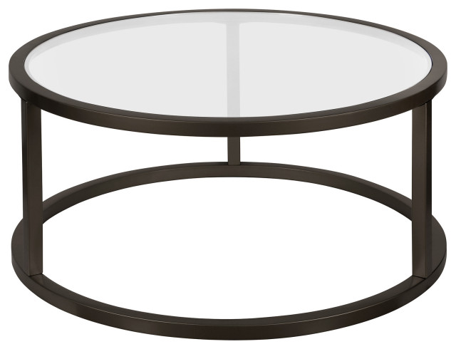 35" Black Glass Round Coffee Table - Transitional - Coffee Tables - by ...