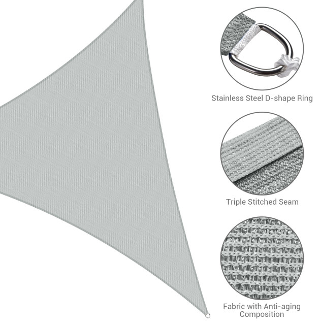 Yescom 25 Ft 97% UV Block Triangle Sun Shade Sail Canopy Cover Net for ...