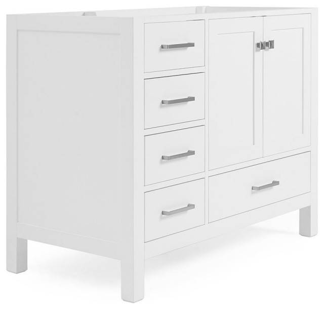 ARIEL Cambridge 42" Right Offset Single Sink Bathroom Vanity Base White ...