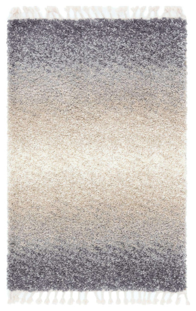 Rug Unique Loom Hygge Shag Gray Rectangular 4' 0 x 6' 0 - Contemporary ...