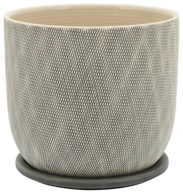 8" Mesh Planter With Saucer Gray - Transitional - Indoor Pots And ...