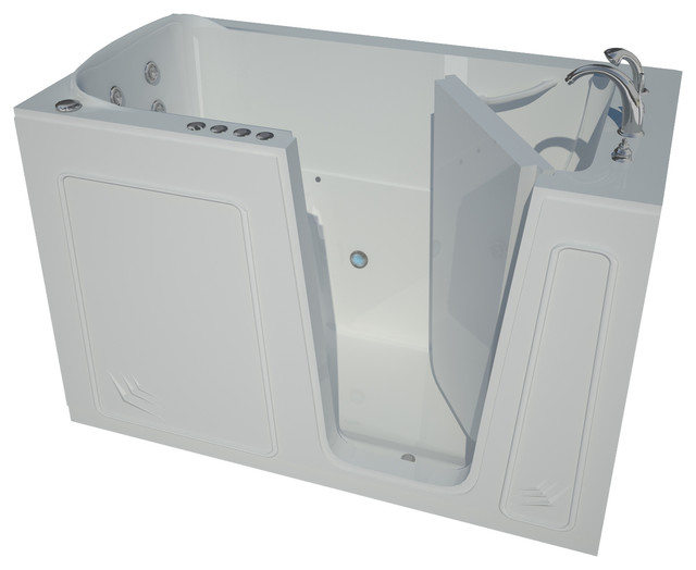 32 x 60 White Walk-in Bathtub with Whirlpool Jetted & Air Therapy Jets ...