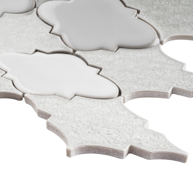 12.25"x13.75" Candace Mosaic Tile Sheet, White - Mediterranean - Mosaic ...