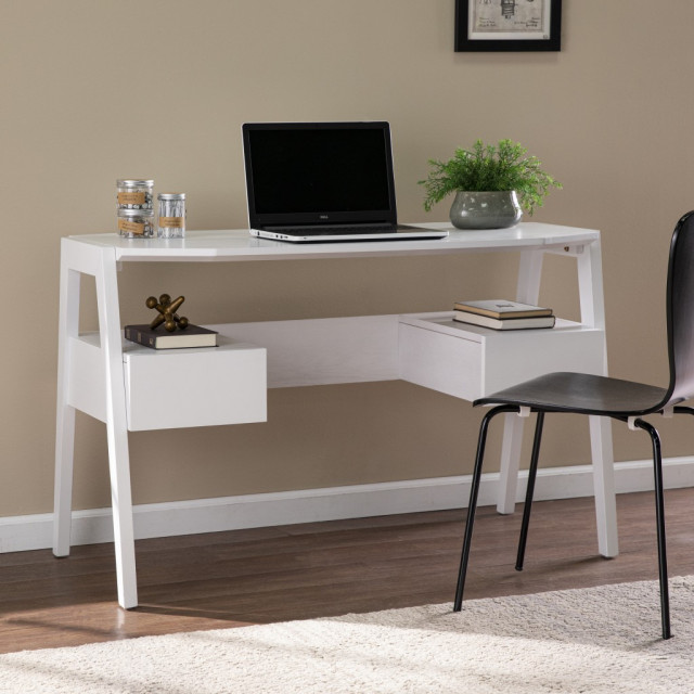 Metallic White Modern Writing Desk - Transitional - Desks And Hutches ...