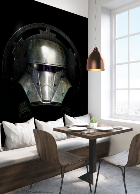 Grey Star Wars Mandalorian Helmet Peel & Stick Wallpaper Mural ...