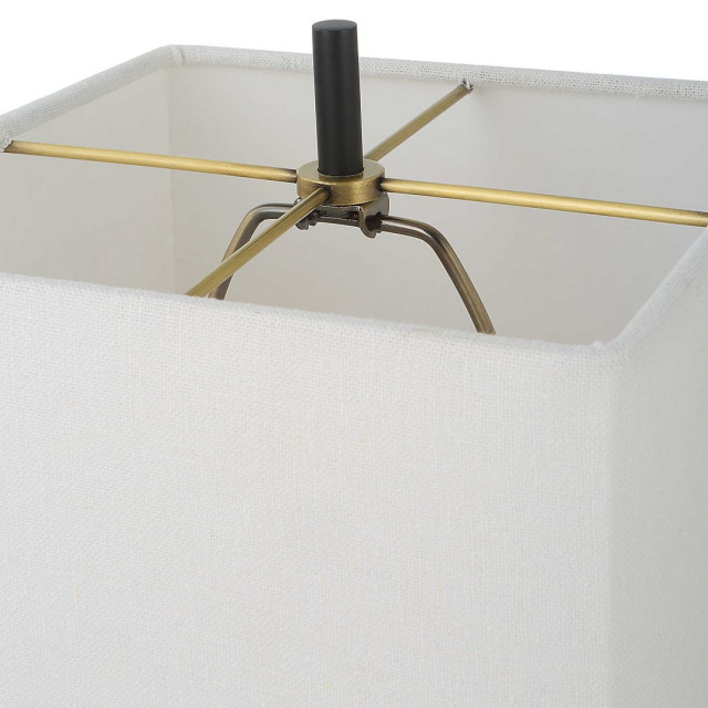 Slim Black White Veined Marble Buffet Table Lamp Square 37 in x 9 ...