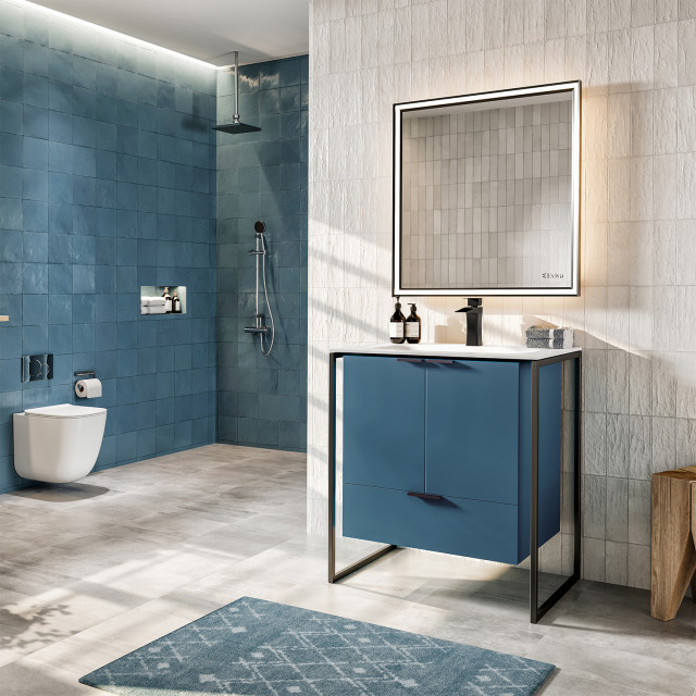 Eviva Moma 24" Teal Bathroom Vanity With Black Metallic Legs ...