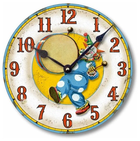 Vintage-Style Circus Clown Wall Clock, 12 Inch Diameter - Victorian ...