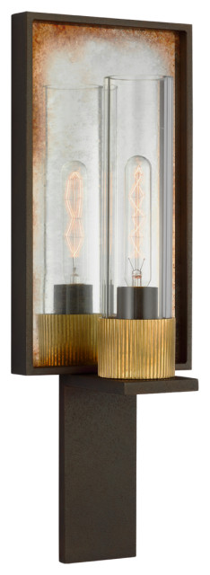 Beza Single Reflector Sconce in Antique Brass and Antique Mirror with ...