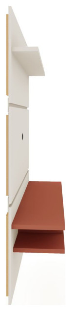 Tribeca 63 Floating Entertainment Center, Off White and Terra Orange ...