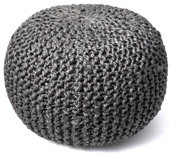 nuLOOM Knitted Jute Ling Contemporary Pouf, 14"x18"x18" - Beach Style - Floor Pillows And Poufs ...