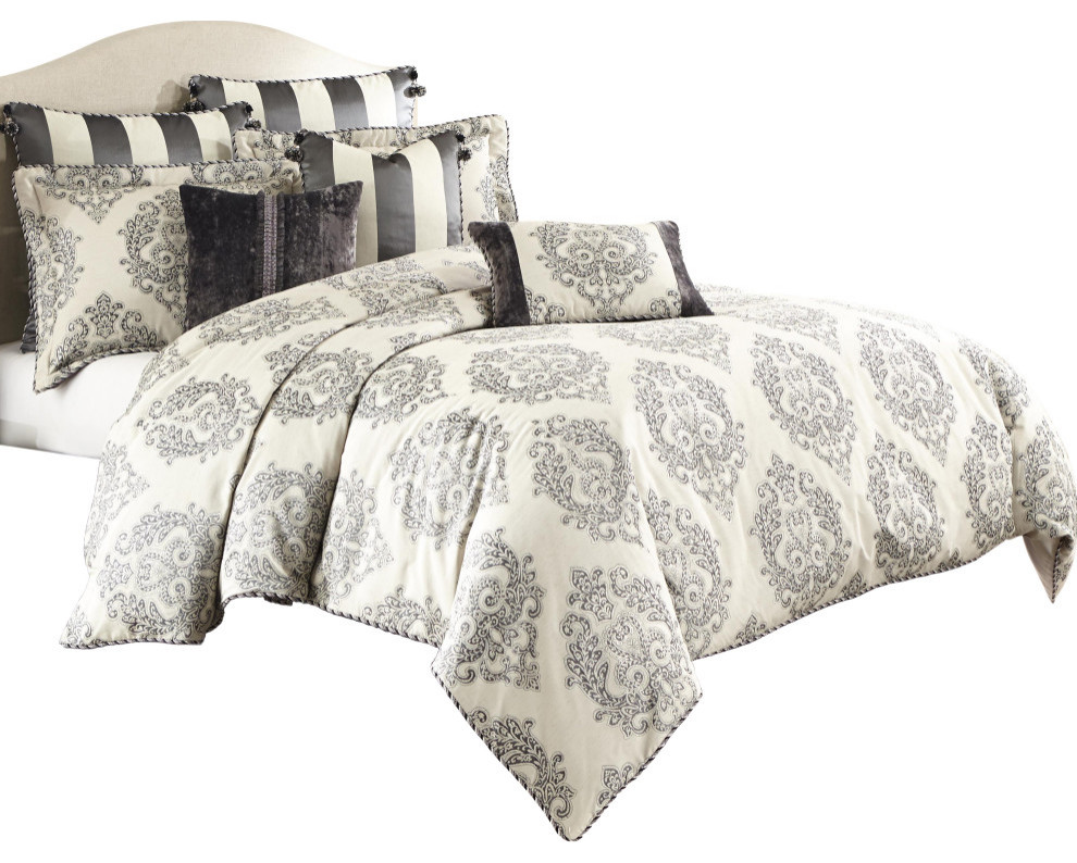 Park Lane 6-Piece Comforter Set Gray - Traditional - Comforters And ...