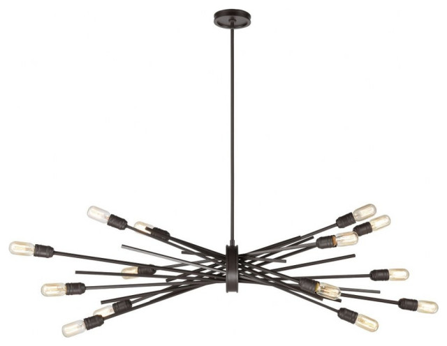 Sputnik Style Linear Design Chandelier Light Exposed Bulbs - Fourteen ...