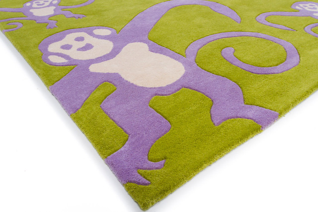 Monkeys Contemporary Area Rug, 3'6x5'6 Rectangle - Contemporary - Kids ...